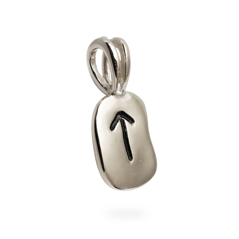 Teiwaz Rune Pendant in Solid 14K White Gold - Symbolizing "Destiny"