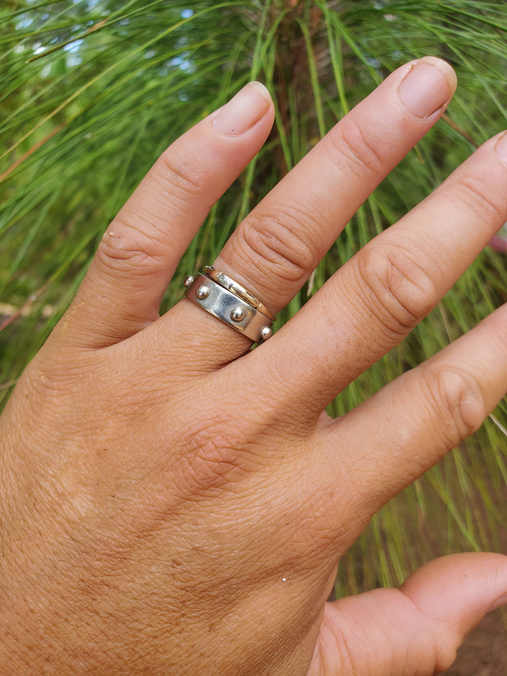 14K White Gold Wide Japa Ring - Iva Winton